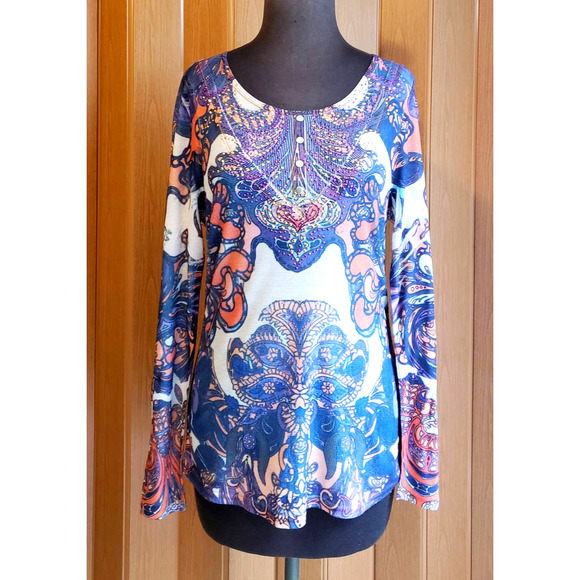ONE WORLD | Tops | One World Size Pl Long Sleeve Purple Orange Knit Top ...